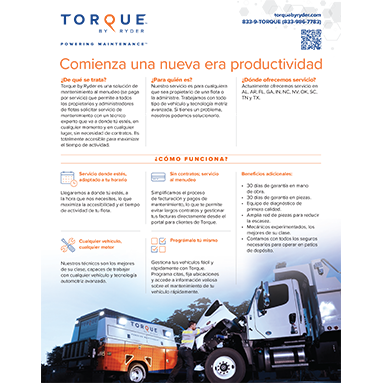 Torque Sell Sheet (Español) – Updated 2024 (Pack of 100) – HB Group – Ryder Punchout Catalog